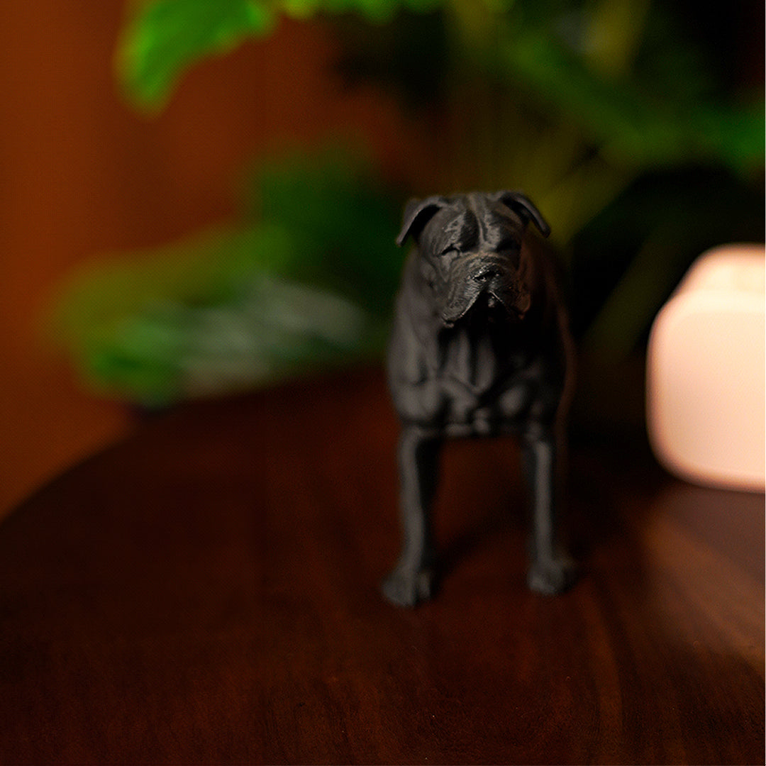 3D Printed Bulldog Standing Dog Miniature Figurine in Black – Quantum ...